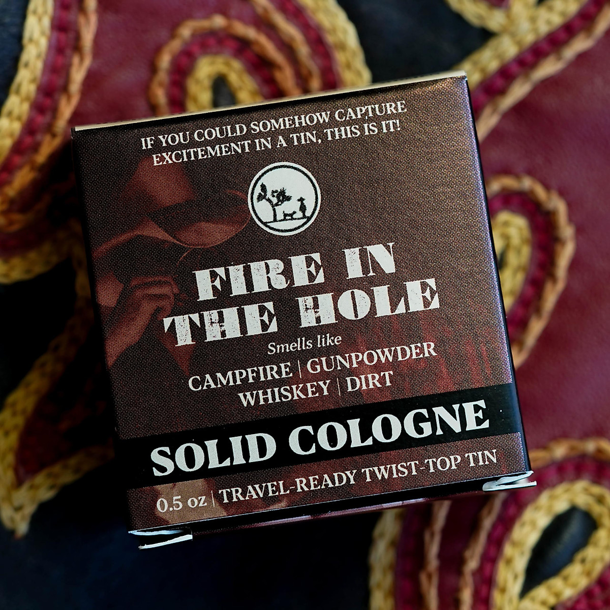 Fire in the Hole Campfire-Scented Solid Cologne - Campfire, Gunpowder, Sagebrush, and Whiskey Scent - Men’s or Women’s Cologne - By Outlaw