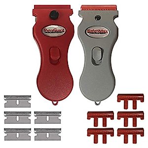 Werxrite RetraGuard Scraper & SafetiMax Scraper Combo - Stovetop Cooktop Glass Ceramic Metal Scraper - Sticker Glue Paint Adhesive Decal Scraper + 5 Replacement Scraper Blades per Scraper - USA Made
