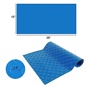YESEEM Large Swimming Pool Ladder Mat, 15"x39" Protective Non-Slip Pool Step Pad for Above Ground Swimming Pools Liner and Stairs (Blue, Round Texture)