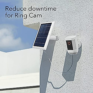 Wasserstein Solar Panel Compatible with Ring Spotlight Cam Plus/Pro/Battery, and Ring Stick Up Cam Battery - Includes Barrel Plug with USB C Adapter - 2W 5V Charging (1-Pack, White)