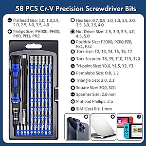 XOOL 82 in 1 Precision Screwdriver Set, Magnetic Electronics Repair Tool Kit with Flexible Shaft and Extension Rod, Compatible for PC, Laptop, iPhone, PS4, PS5, Xbox, Camera, Computer, Tablet