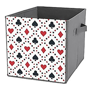 Poker Pattern Collapsible Storage Bins Basics Folding Fabric Storage Cubes Organizer Boxes with Handles