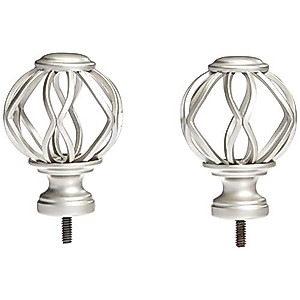 Amazon Basics Lattice Cage Curtain Rod Finials, Set of Two, Nickel