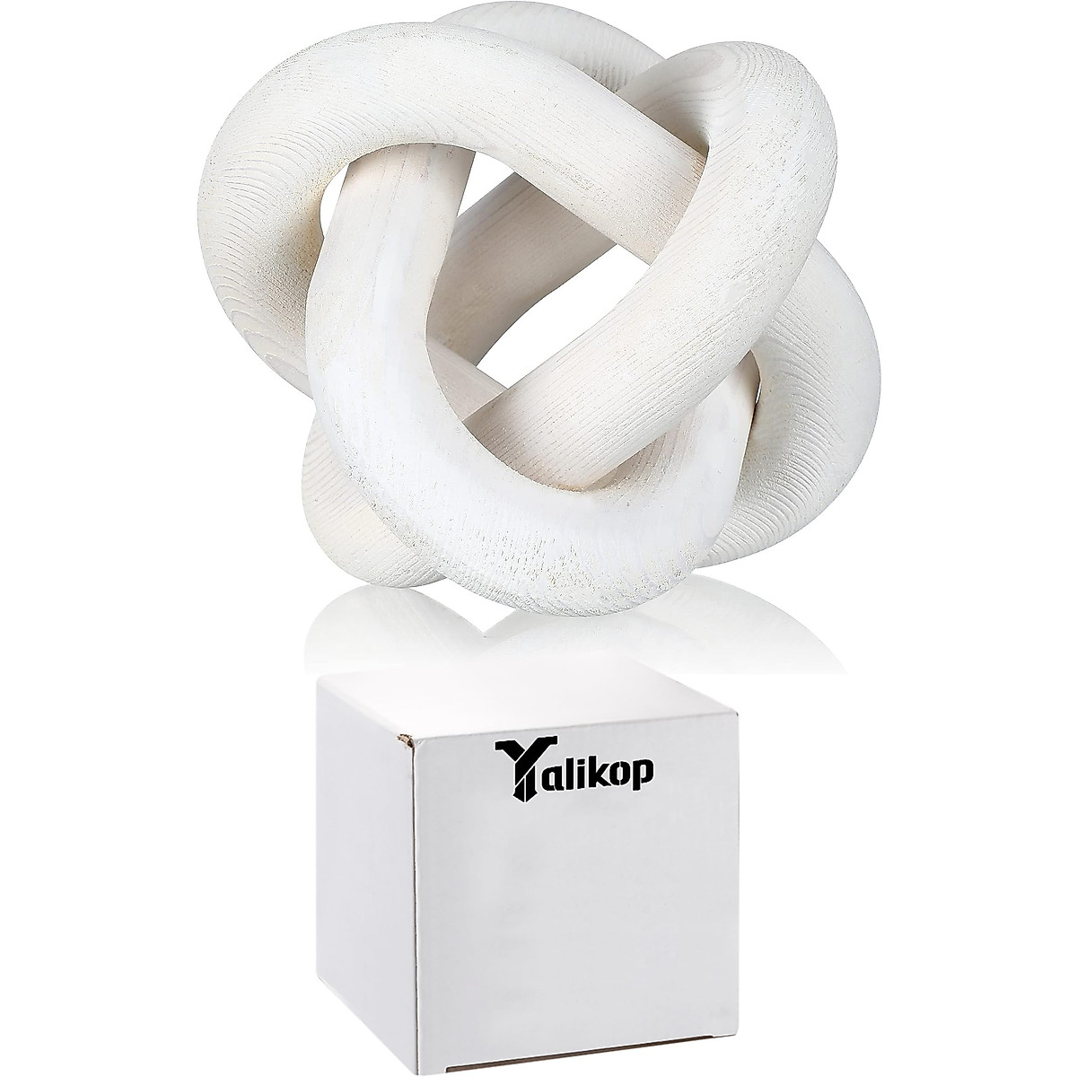 Yalikop 3 Link Wood Knot Decor - Hand Carved Coffee Table Decoration, Boho Chain Link Decor, Modern Shelf, Rustic Objects for Home Living Room Bedroom(White)