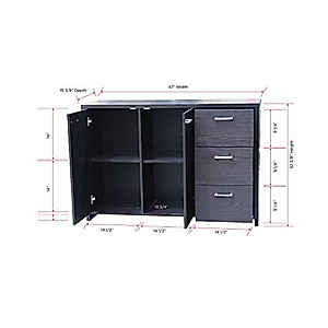 Kings Brand Furniture - Sideboard Buffet Storage Cabinet with 3 Drawers and 2 Shelves, Kitchen Console Cabinet for Living Room, Dining Room, Kitchen, Entryway