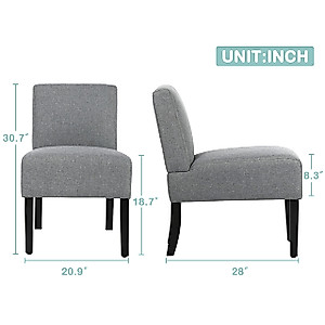 Accent Chair Set of 2, Living Room Chair, Small Chair for Bedroom, Accent Chairs for Living Room Office, Small Modern Armless Accent Chair, Side Bedroom Chairs with Thick Sponge Cushion, Grey