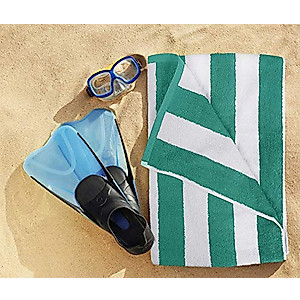 Utopia Towels [4 Pack] Cabana Stripe Beach Towel, (30 x 60 Inches) Oversized 100% Ring Spun Cotton Pool Towels, Highly Absorbent Quick Dry Bath Towels for Bathroom, and Swim Towel (Blue, Yellow, Green, Orange)