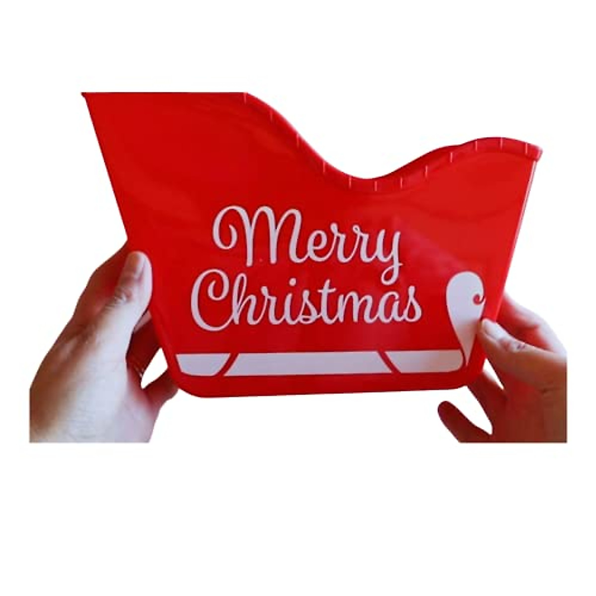 Ja'cor Red Santa Sleigh Shaped Basket Bins Plastic Buckets for Organization Classroom Shelves Storage Containers Gifts Gift Baskets Craft Decor Merry Christmas Decorations with 1-Collapsible Cup