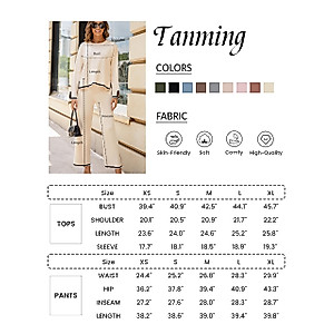 Tanming Women's 2 Piece Outfits Long Sleeve Knit Sweater Top Wide Leg Pants Lounge Sets Tracksuits (Apricot, X-Small)