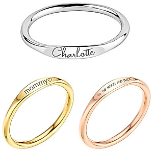 Custom Name Ring for Women Mother's Day Personalized Gift Mom Stacking Dainty Engraved Matching Friend Bridesmaids Promise Grandma - RF1-D