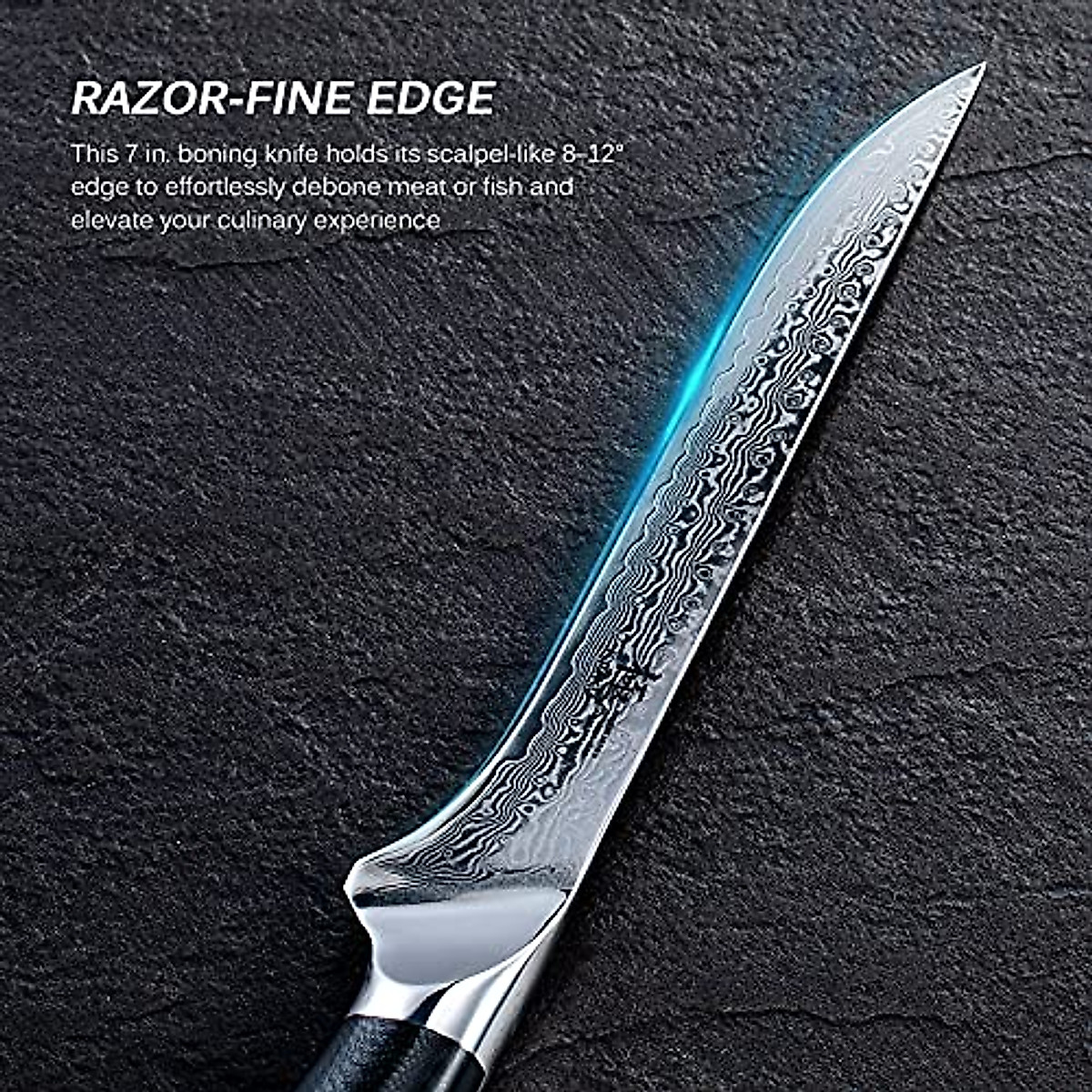 KYOKU Boning Knife - 7" - Shogun Series - Japanese VG10 Steel Core Forged Damascus Blade - with Sheath & Case