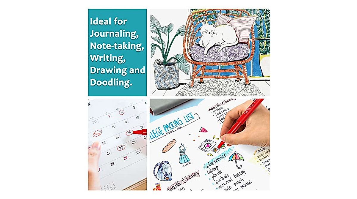 Lelix 15 Colors Felt Tip Pens | Journaling & Art Supplies