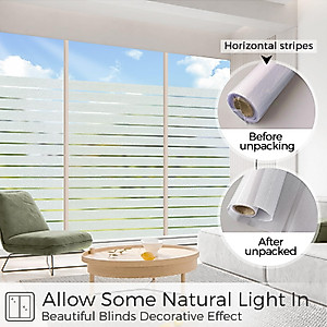 Coavas Window Privacy Film Frosted Glass Window Film Heat Blocking Window Cling Decorative Frosting Film Static Cling Vinyl Door Window Coverings Home Window Tint Blinds, 17.5 x 78.7 inch, Pure