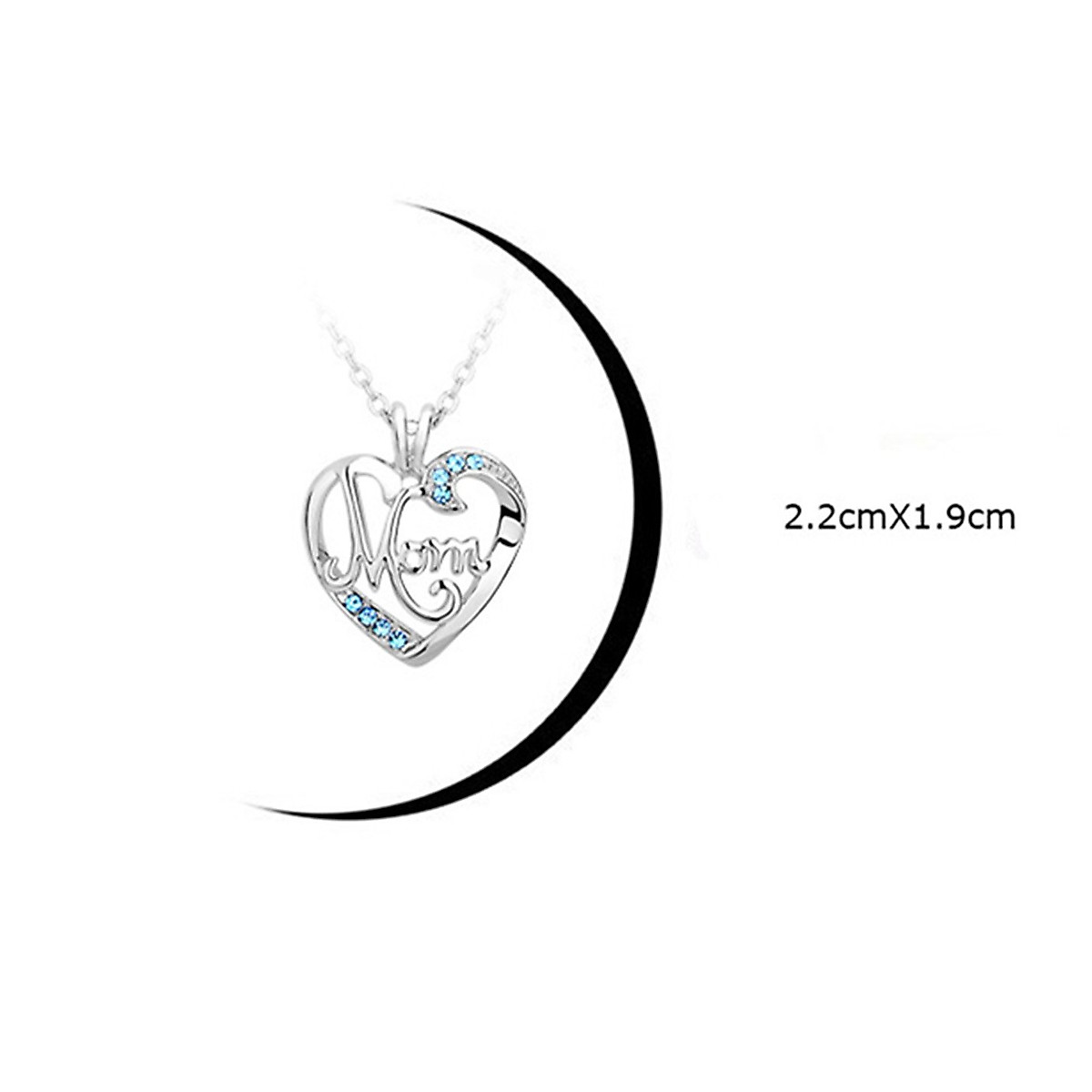 ShiQiao Spl Mother's Birthday Gift - I Love Mom Heart Pendant Necklace Fashion Jewelry Mother's Day Gift Blue