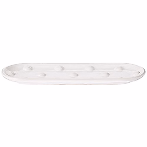 Mud Pie Dotted Dip and Tray Set, Size 5" x 14" 2" x 4 1/4" Dia | Spreader 6 1/2", White
