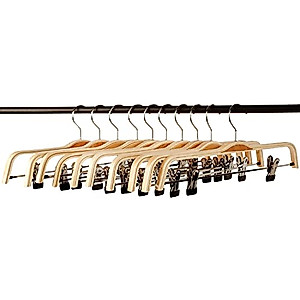Koobay Hanger Coat Pants Hangers, 30Pack 14" Zara Style Trousers Wooden Clothes Display with Adjustable Clips