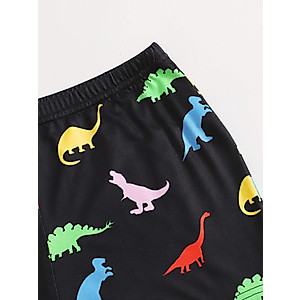 Floerns Women's Summer Dinosaur Print Elastic Waist Workout Running Shorts Black S