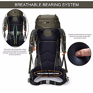 MOUNTAINTOP 55L Hiking Internal Frame Backpack Backpacking for Men with Rain Cover