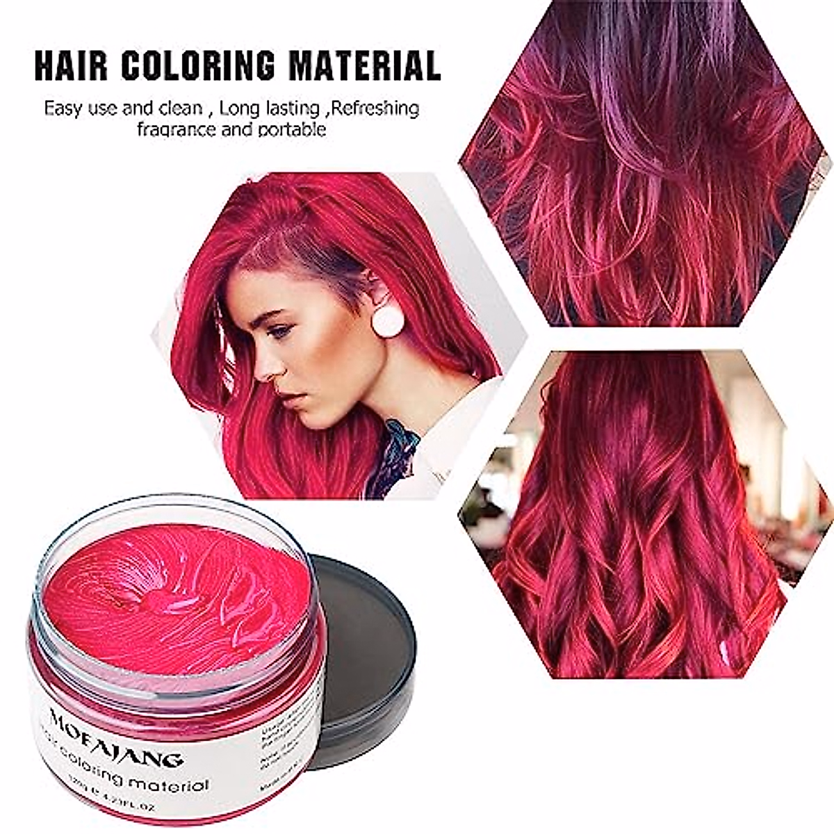 Red Hair Wax Color, SOVONCARE Temporary Dye Wax Natural Hairstyle Cream Hair Pomades for Women & Men Party Cosplay Halloween Date 4.23 oz (Red)