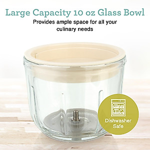 Euro Cuisine Mini Cordless/Rechargeable Chopper with USB Cord & Glass Bowl Electric Mini Garlic Chopper, Mini Food Processor 1 Cup, Mini Food Grinder, Mini Chopper Electric