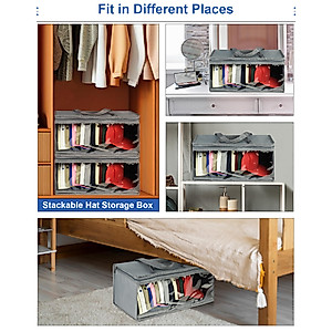 Epesoware Stackable Hat Storage for Baseball Caps, Hat Organizer for Baseball Caps with Cardboard, Wide Hat Bag Foldable Hat Case for Home Travel