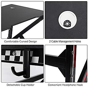 OKBOP Computer Gaming Desk, 47 Inch Small K-Shape Wood Black Home Office pc Desks, Modern Economic Cheap Student Writing Desk Table (Black)