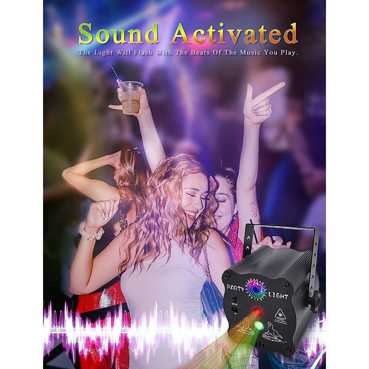 Party Lights Dj Disco Lights, Sound Activated Lights with Remote Control for Dance Party Karaoke Living Room Pub