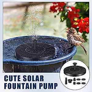 Kittmip 4 Pack Solar Bird Bath Fountain Pump Solar Fountain with 6 Nozzle Solar Water Fountain Floating Solar Fountain Panel Solar Powered Bird Bath Fountain for Pond Garden Fish Tank Pool (6.3 Inch)