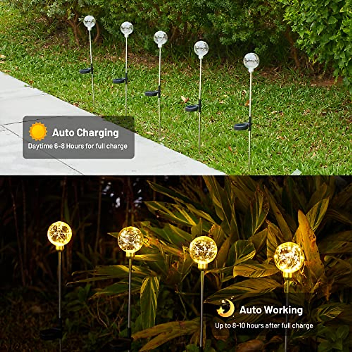 D-MER Solar Garden Lights 2 in One Pack LED Waterproof Landscape Outdoor Yard Pathway Lights for Halloween Christmas Decorations