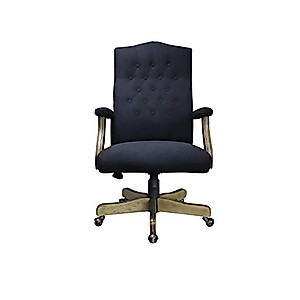 Boss Office Products Executive Black Fabric Chair with Driftwood Finish Frame (B905DW-BKW)