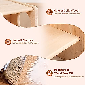 Woodtoe Montessori Weaning Table and Chair Set, Toddler Table and Chair Set, Natural Solid Wooden Kids Table Cube Chair for Boys and Girls, Montessori Furniture Birthday Gift for Children