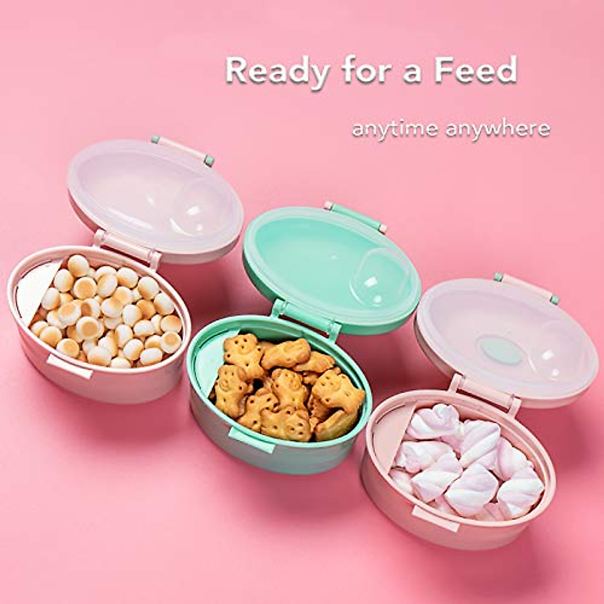 Happiddler Baby Milk Powder Formula Dispenser, Portable Travel Storage Container - for Toddler Candy Fruit Snack Cups (Small, 2. Green)