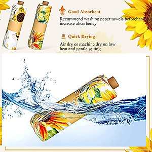 50 Pcs Reusable Paper Towels Paperless Towels Reusable Cotton Cloths Reusable Toilet Paper Absorbent Washable Paper Towels with Roll Kitchen Dishcloth for Kitchen Paperless Dishcloths (Sunflower)