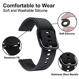 Minggo Band Compatible with Samsung Galaxy Watch Active/Active2 40mm/44mm,Silicone Sports Wristband Replacement Compatible for Galaxy Watch 42mm/Gear S2 Classic/Gear Sport Smart Watch (Black)