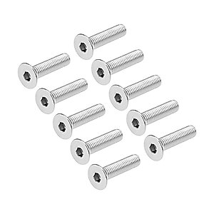 uxcell M8x35mm Flat Head Machine Screws Inner Hex Screw 304 Stainless Steel Fasteners Bolts 10Pcs