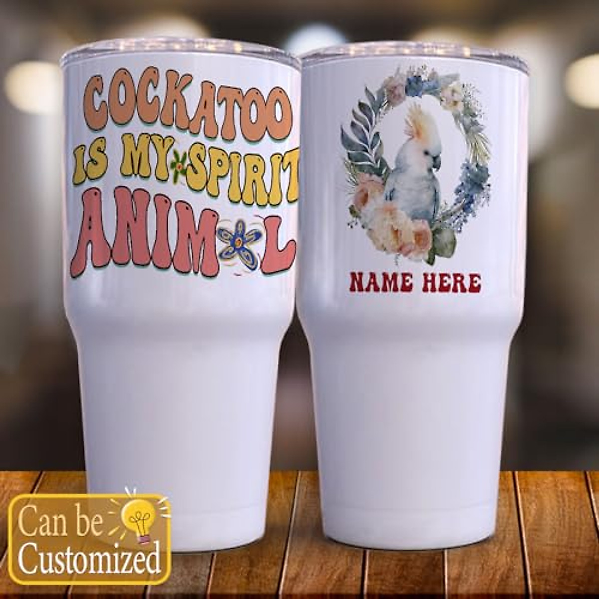 Trendy Cockatoo Is My Spirit Animal Coffee Tumbler Gift Idea Custom Personalized Name Insulated Tumbler 30oz with Lid