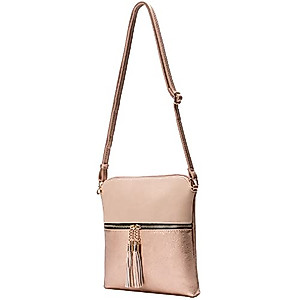 Solene Womens Lightweight Medium Crossbody Purse with Tassel, Perfect Size Crossbody Bags for Daily Use, travel - LP062 (Nude-Rose5)