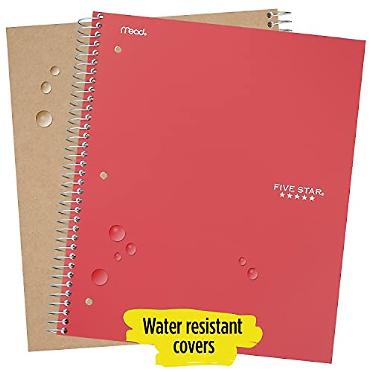 Five Star Spiral Notebooks, 5 Subject, College Ruled Paper, 200 Sheets, 11" x 8-1/2", Teal, Yellow, 2 Pack (73509)