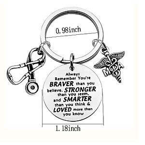 Medical Assistant keychains MA Gift Medical Assistant Graduation Gift Med School MA Inspiration Gifts You are Braver Stronger Smarter Than You Think (keychain)