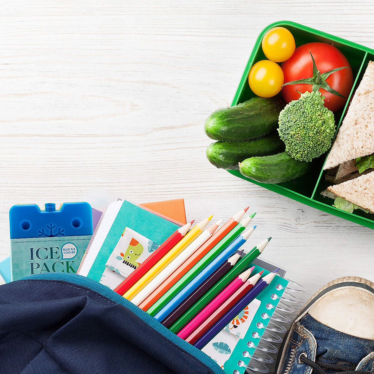 BLUE ELE BE01 Ice Pack for Lunch Box and Cooler, BPA Free, Reusable and Long Lasting, Slim and Lightweight Design for Kids, Set of 4, Fun & Colorful