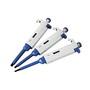 Starter Set of 3 Variable Volume Single Channel Pipettes, Adjustable Pipettors, 2-20, 20-200, 100-1000 microliter