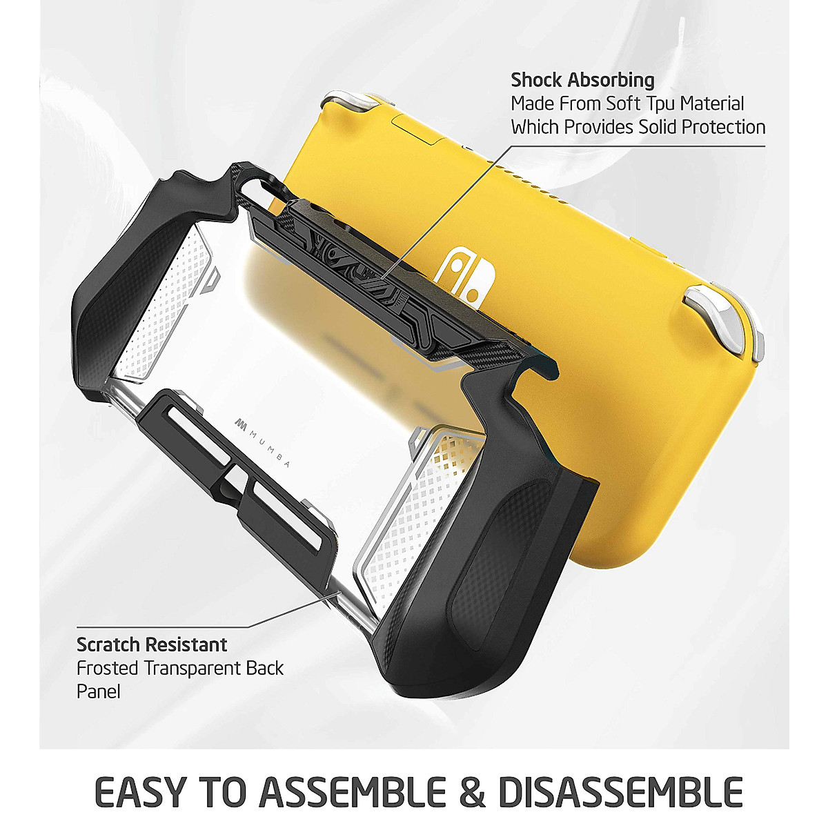 Mumba Grip Case for Nintendo Switch Lite, [Blade Series] TPU Protective Portable Cover Accessories Compatible with Switch Lite Console 2019 Release (Black)