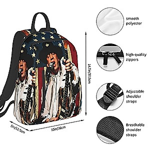 Stevie Rock Ray Singer Vaughan Lightweight Backpack Work Bag for Men and Women Daily Use Backpack Casual Daypack Travel Rucksack with Side Pockets Portable Hiking Bags Travel Bag for Business