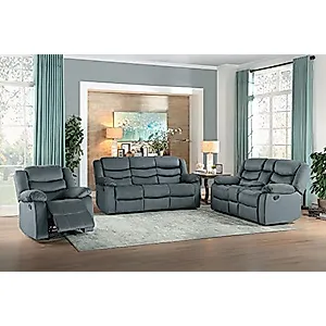 Homelegance 79" Manual Double Reclining Sofa, Gray