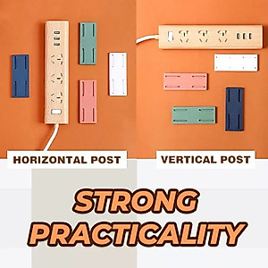 No Trace Self-Adhesive Row Plug Retainer Power Strip Fixator Self Adhesive Power Strip Holder Surge Protector Fixator Wall Mount Punch-Free for Kitchen Home and Office (4Pack)