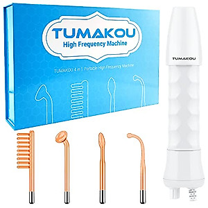 High Frequency Facial Machine - TUMAKOU Portable Handheld High Frequency Facial Skin Wand Machine with 4 Different Tubes