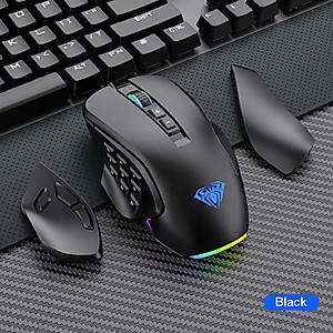AULA H510 MMO Gaming Mouse, with Backlit RGB LED, 14 Buttons Programmable, 10,000 DPI, Ergonomic Optical Sensor USB Wired Computer Mice for FPS/MOBA Games, Black