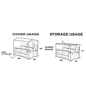 Wowfit Furniture Cover – Dust-Proof Moving Bag for Love seat, Sofa, Moving Boxes – Clear & Odorless Plastic Bag for Moving – 4mil Thick Loveseat Cover(Not Include Tape) – 68W x 42D x 62/41H Inches