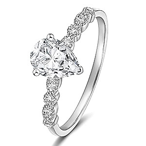 Mameloly 1.5CT Teardrop Engagement Rings for Women Marquise Pear Shaped Cubic Zirconia Promise Rings for Her Size 6