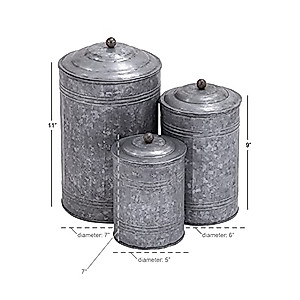 Deco 79 Metal Decorative Jars with Lids, Set of 3 12", 9", 8"H, Gray